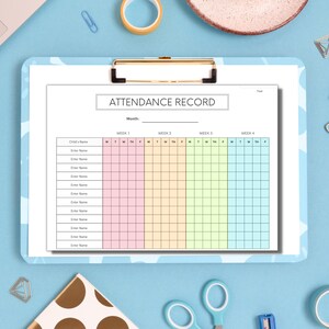 Editable Multicolor Student Attendance Tracker (4 Weeks), Daycares ...