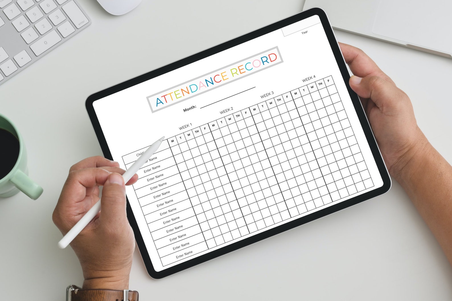 Editable Monthly Student Attendance Sheet (4 Weeks), 11 X 8.5 ...