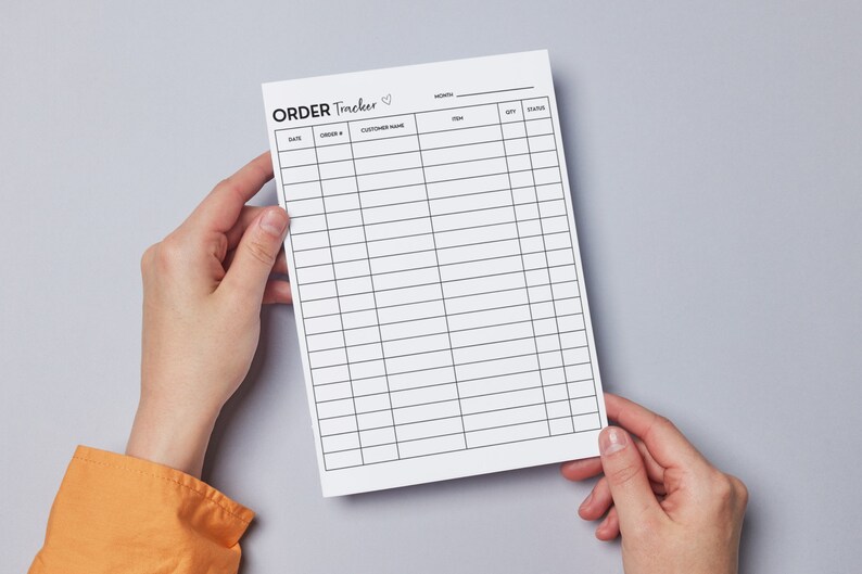 BW Printable Order Tracker, 8 X 11.5 ", Small Business Order Form ...