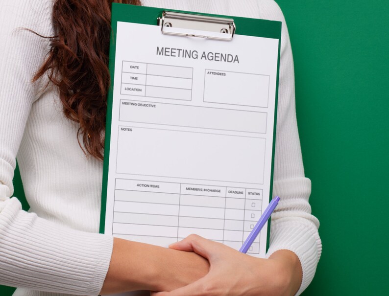 Meeting Agenda Template, Printable Agenda Format, Productive Meetings ...