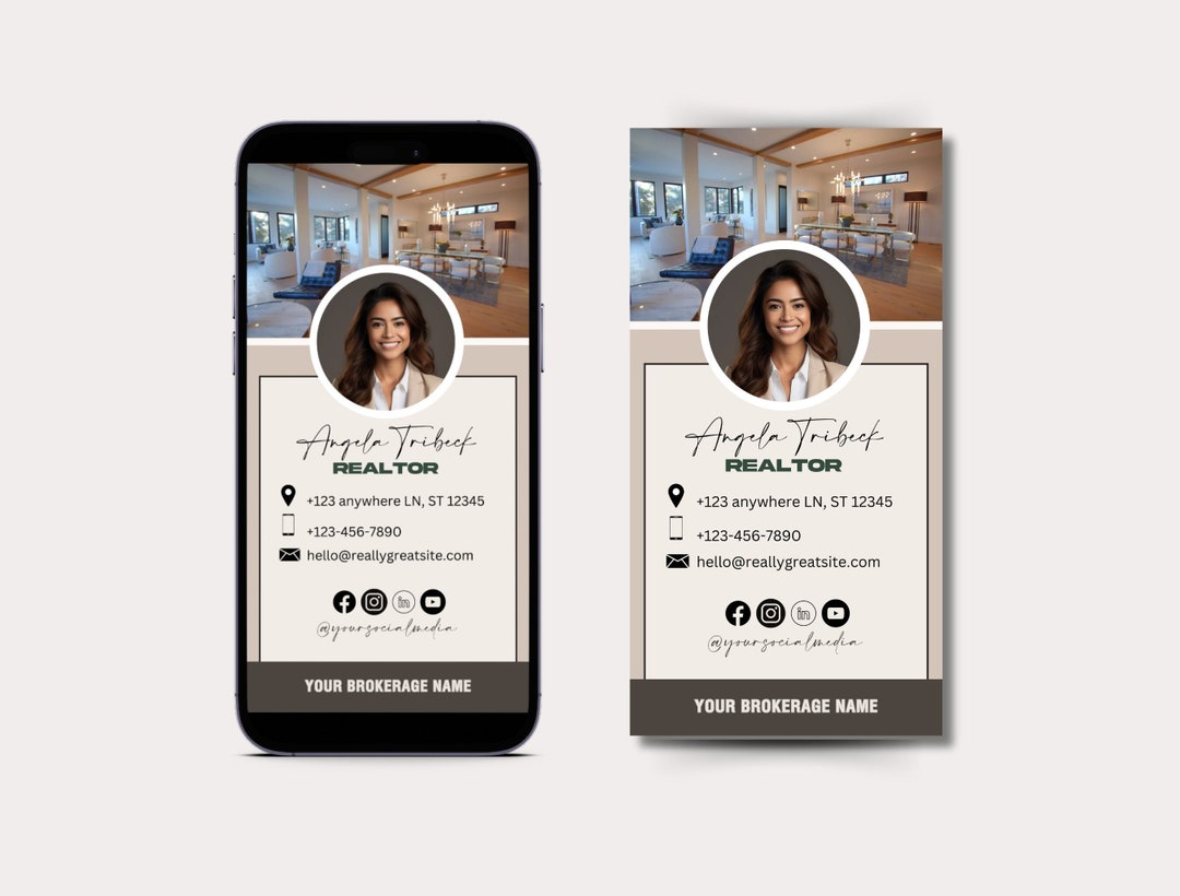 Modern Realtor Digital Business Card, Realtor Marketing, Canva Template ...