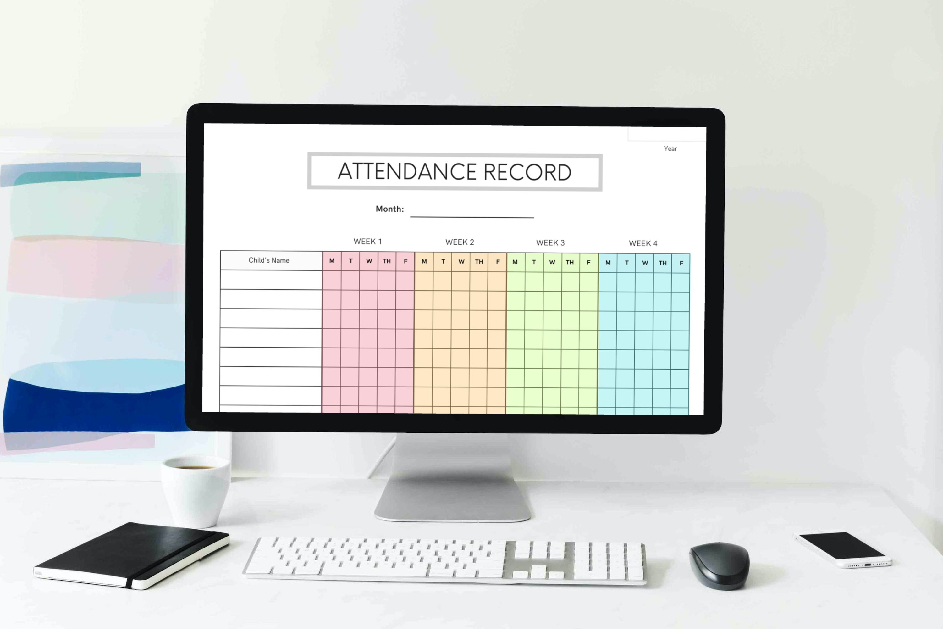 Printable Multicolor Student Attendance Trackers (4 Weeks), Daycares ...