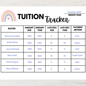 Tuition Tracker (rainbow Version) | Daycares, Homeschools, Preschools ...