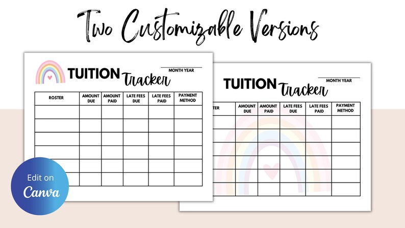 Tuition Tracker (rainbow Version) | Daycares, Homeschools, Preschools ...