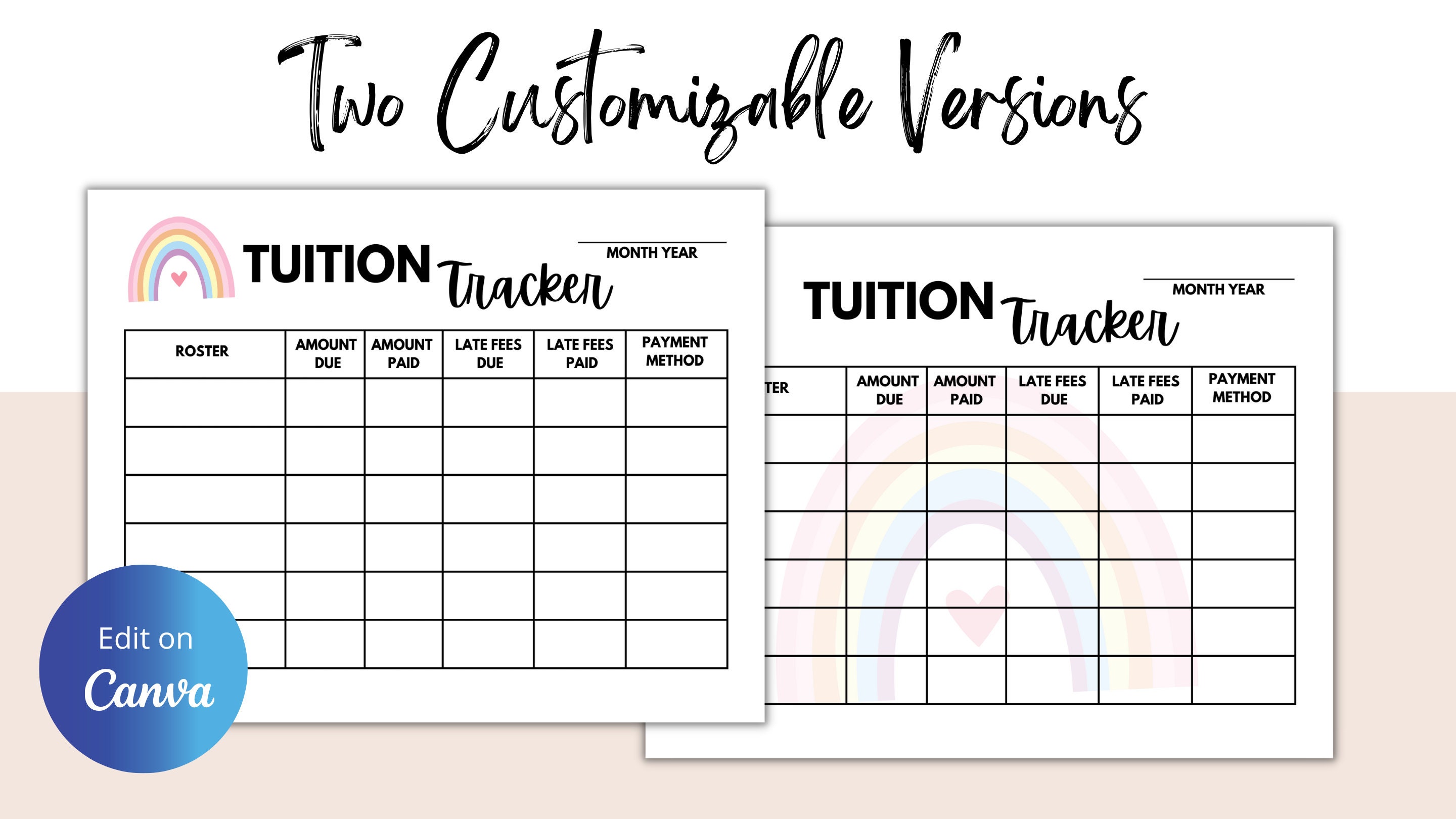 Tuition Tracker (rainbow Version) | Daycares, Homeschools, Preschools ...