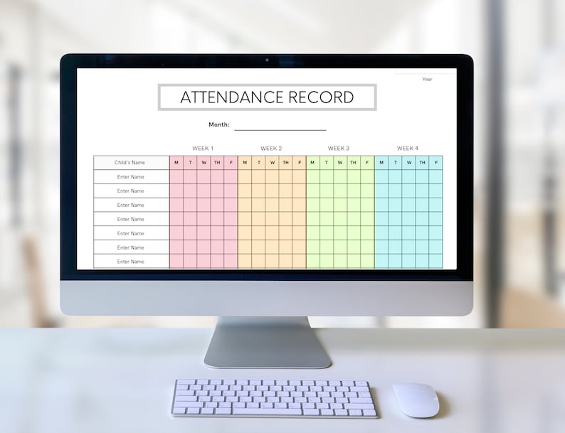 Editable Multicolor Student Attendance Tracker (4 Weeks), Daycares ...