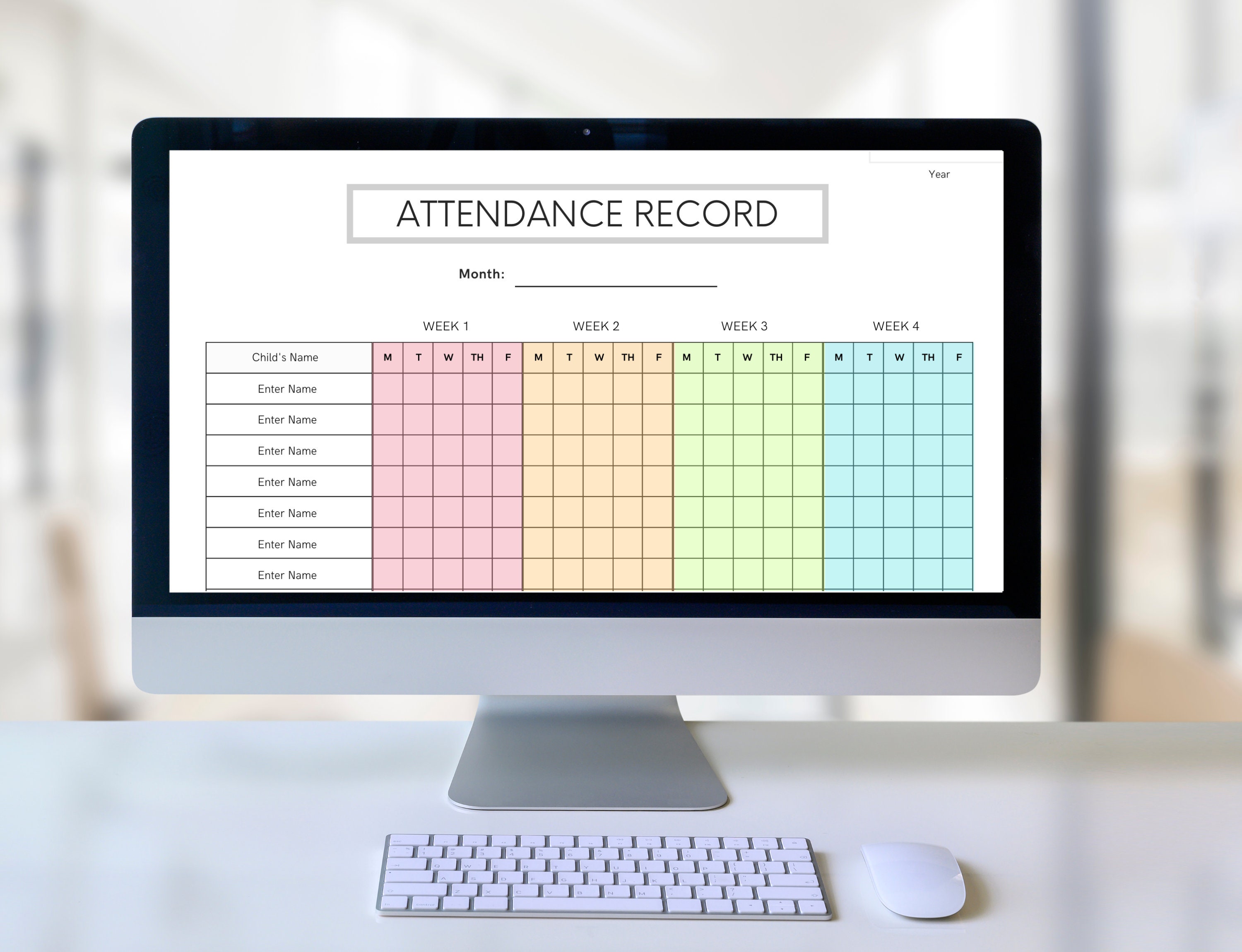 Editable Multicolor Student Attendance Tracker (4 Weeks), Daycares ...