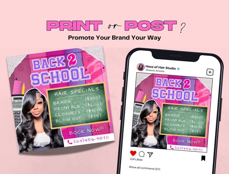 Cute Back to School Hair Flyer, Back to School Hair Appointment Flyer ...