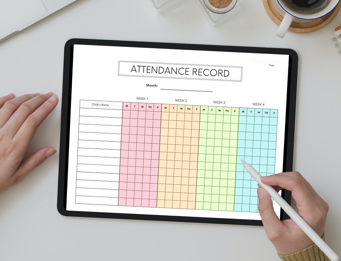 Printable Multicolor Student Attendance Trackers (4 Weeks), Daycares ...