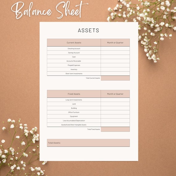 Balance Sheet Printable Template Instant Download - Etsy UK