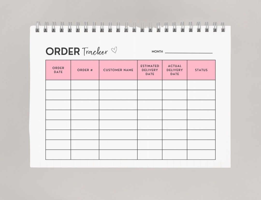 Order Tracker pink Version, Small Business Order Form, Printable Order ...