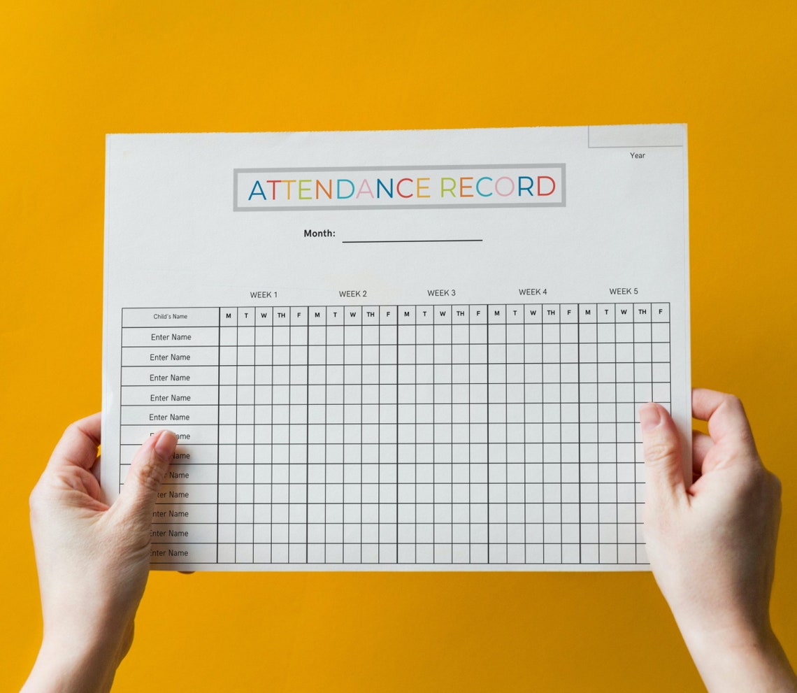 5 Week Editable Student Attendance Sheet Daycares, Homeschools ...
