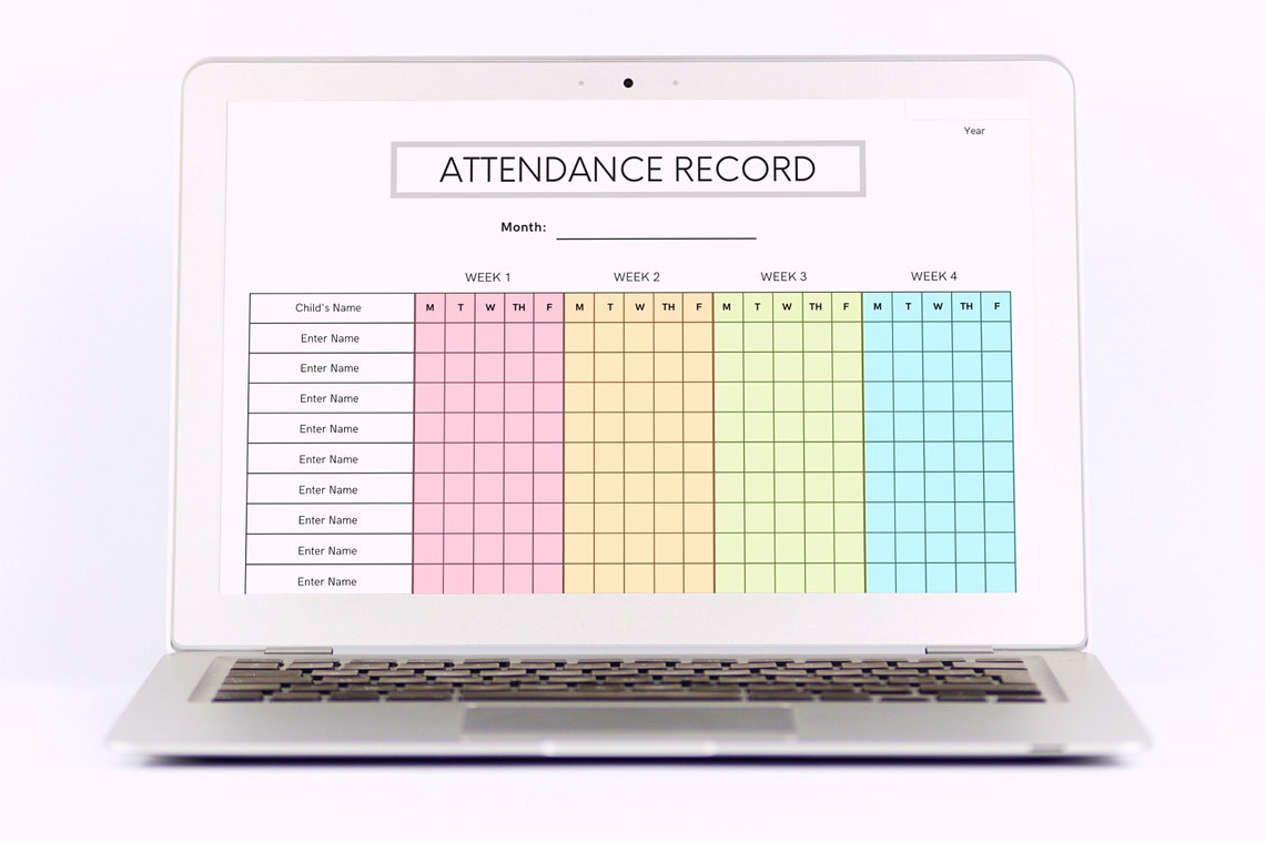 Editable Multicolor Student Attendance Tracker (4 Weeks), Daycares ...