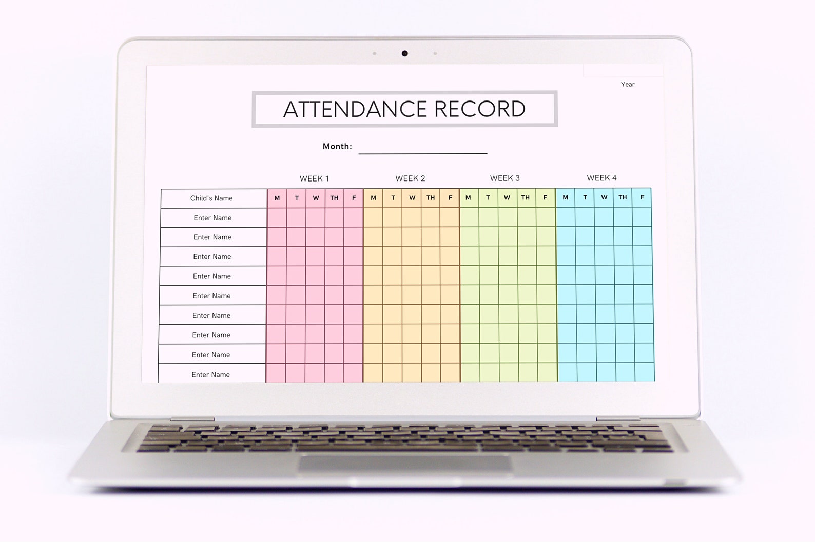 Editable Multicolor Student Attendance Tracker (4 Weeks), Daycares ...
