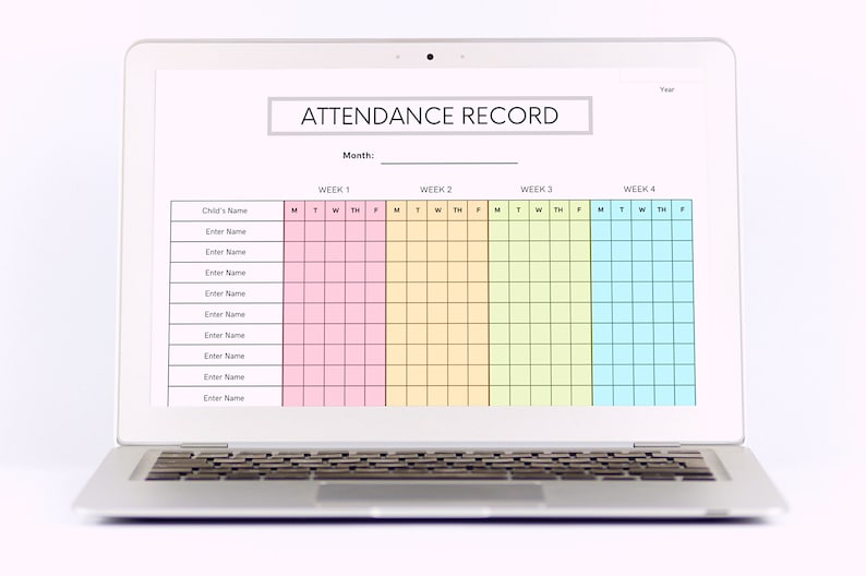 Editable Multicolor Student Attendance Tracker (4 Weeks), Daycares ...