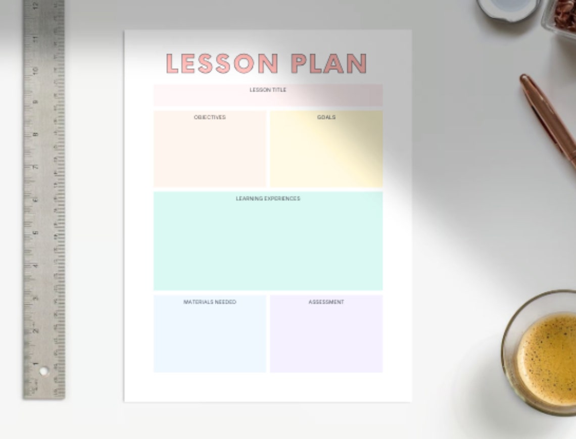 Pastel Lesson Plan Template, Printable Lesson Plan, Learning Resource ...