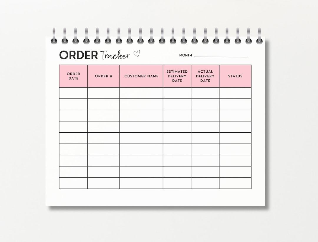 Order Tracker (pink Version), Small Business Order Form, Printable ...