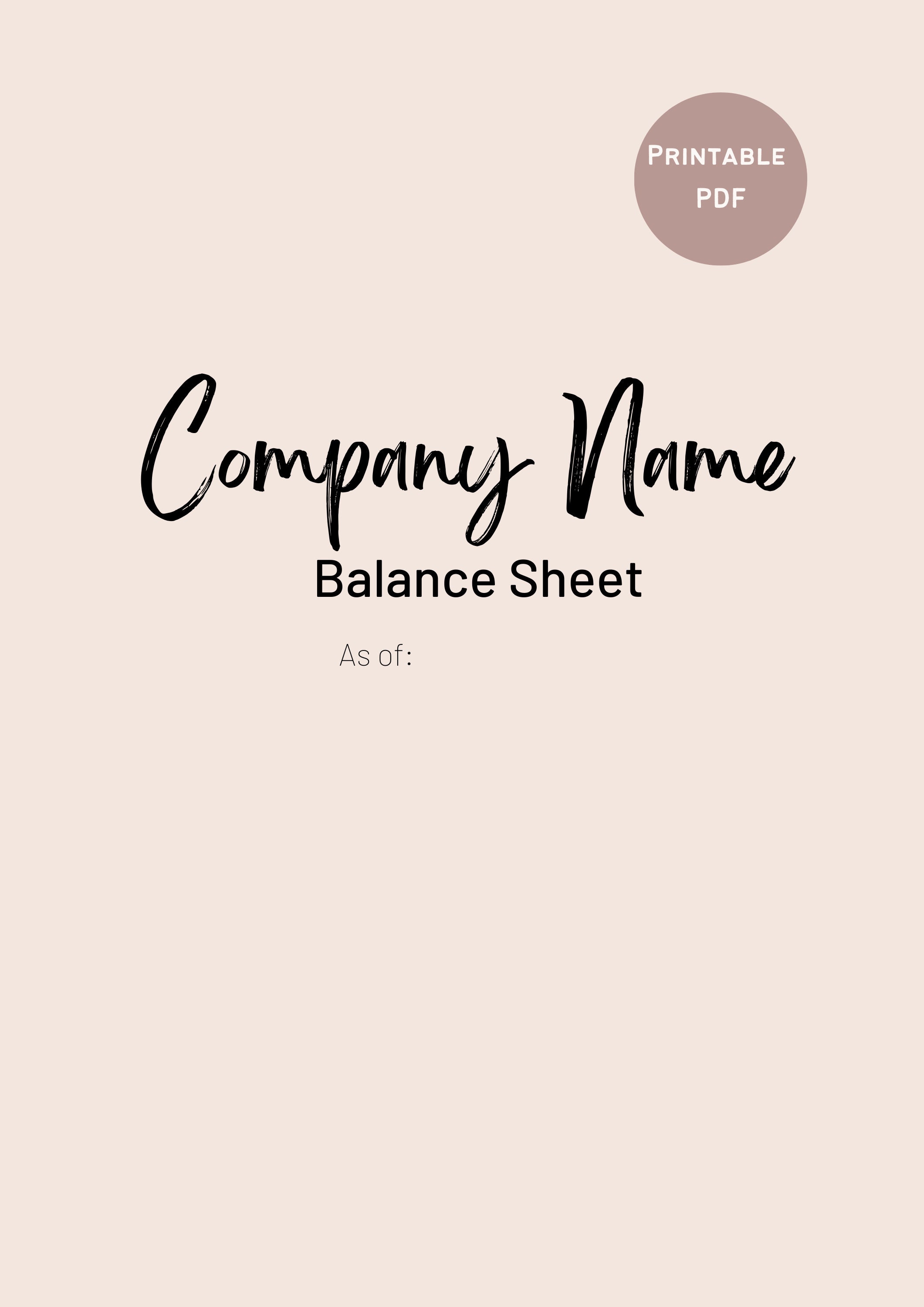 Balance Sheet | Printable Template | Instant Download - Etsy UK