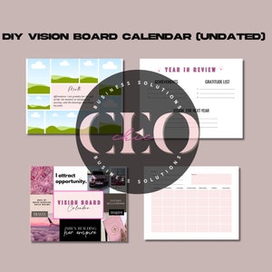 Printable Calendar, Digital Vision Board Calendar, Editable Affirmation ...