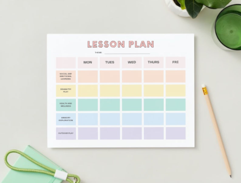 Pastel Weekly Lesson Plan Template, Daycare Lesson Plan, Childcare ...