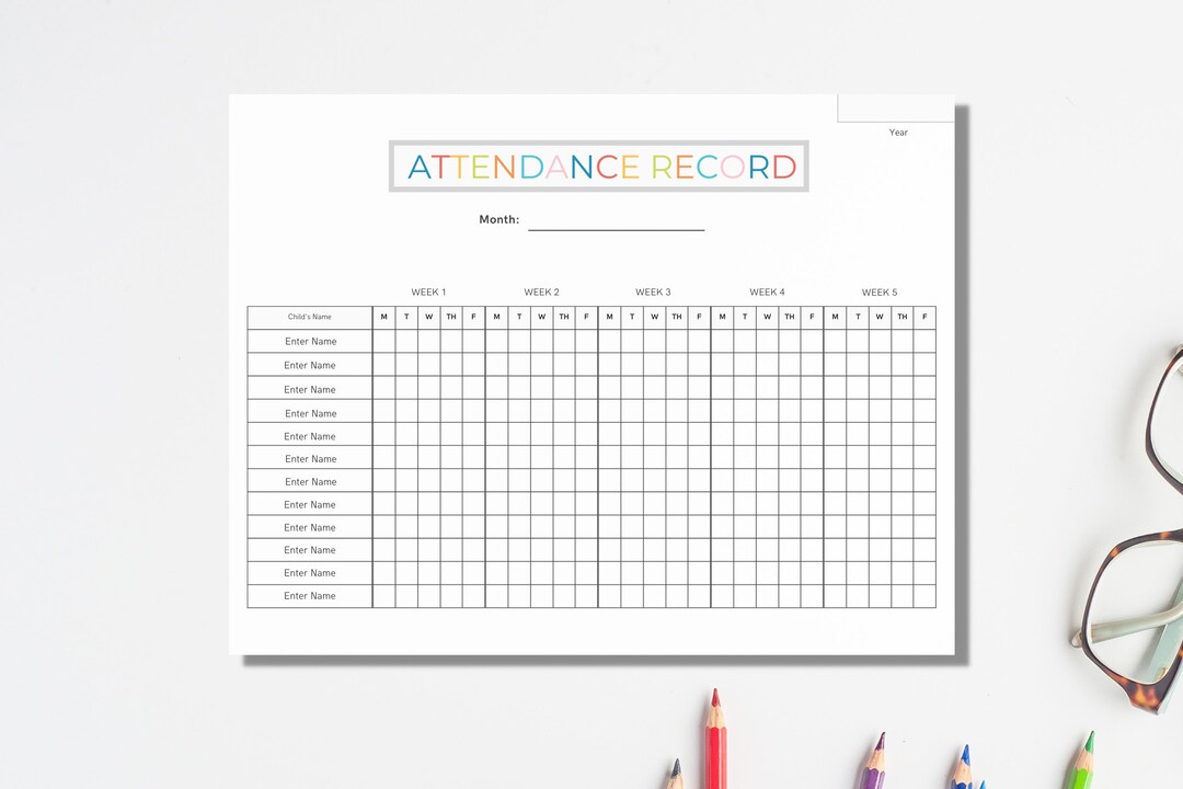 5 Week Editable Student Attendance Sheet | Daycares, Homeschools ...