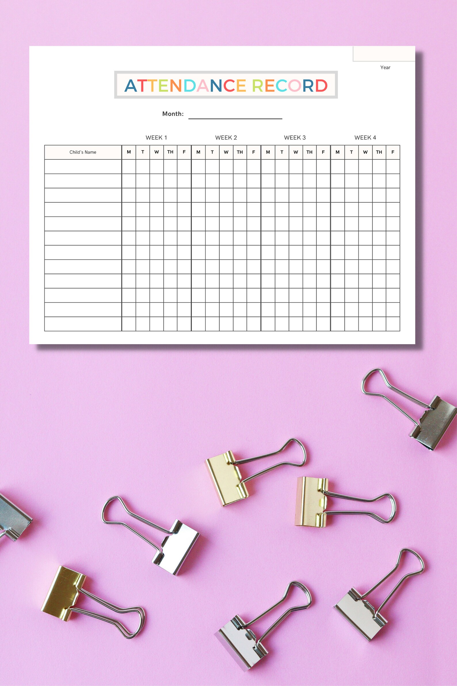 Printable Student Attendance Log Book (color Version) | Daycares ...