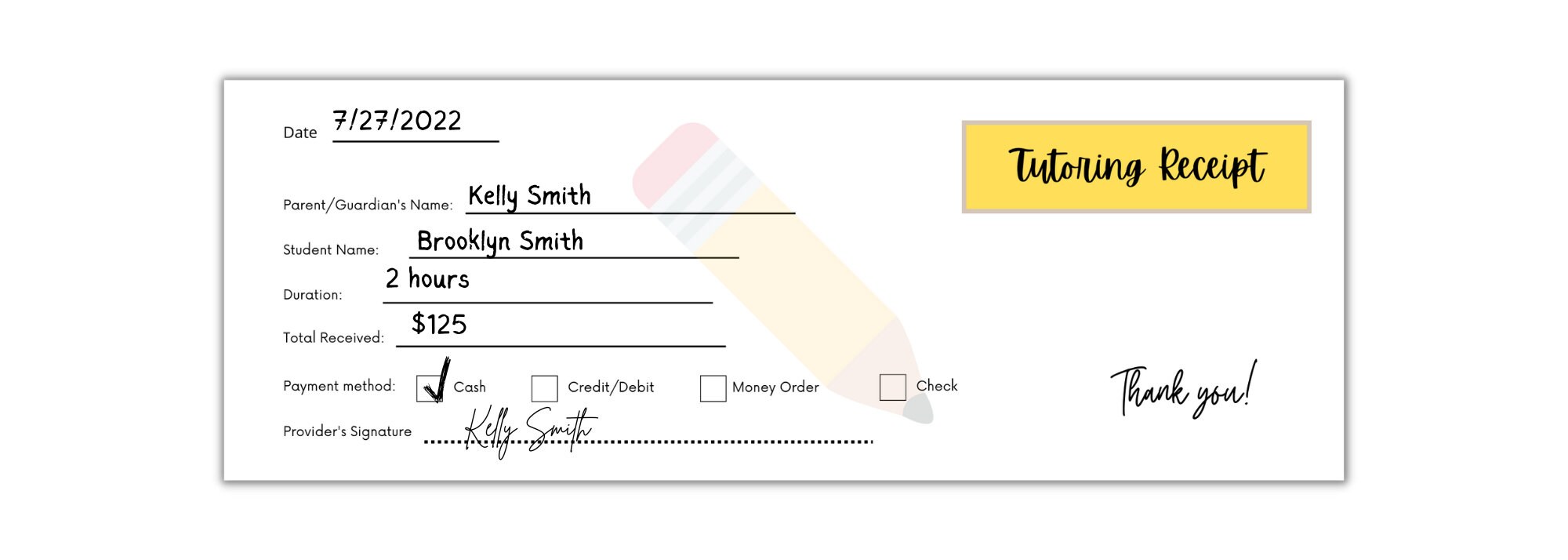 Printable Tutoring Receipt Templates | Instant Download - Etsy