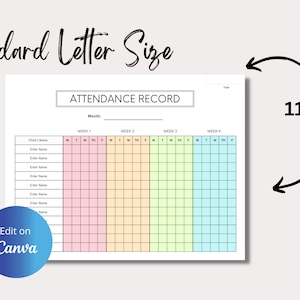 Editable Multicolor Student Attendance Tracker (4 Weeks), Daycares ...