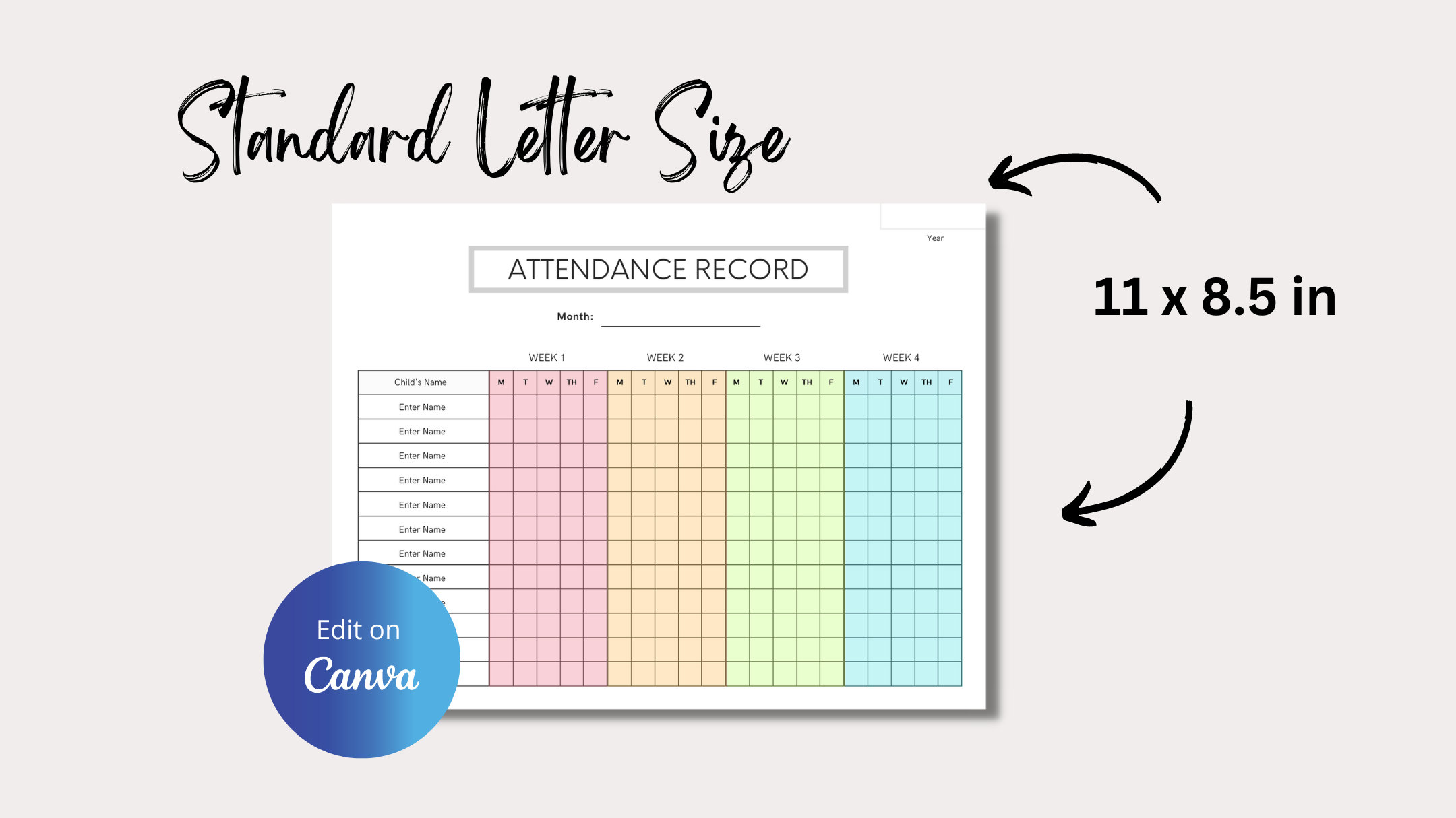 Editable Multicolor Student Attendance Tracker (4 Weeks), Daycares ...