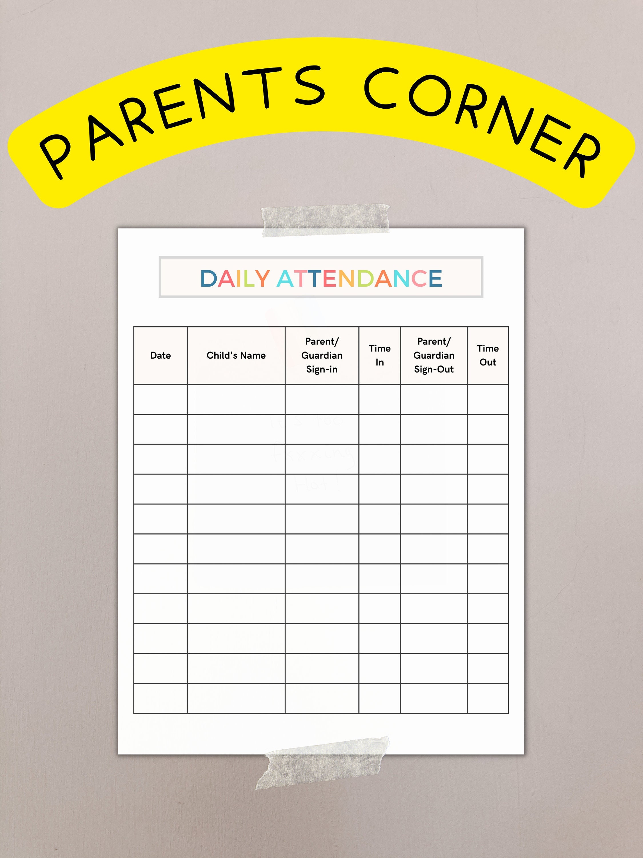 Daily Attendance Sign in Sheet (multicolor Version), Daycares ...