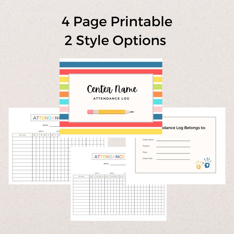 Personalized Student Attendance Log Book (color Version) | Daycares ...