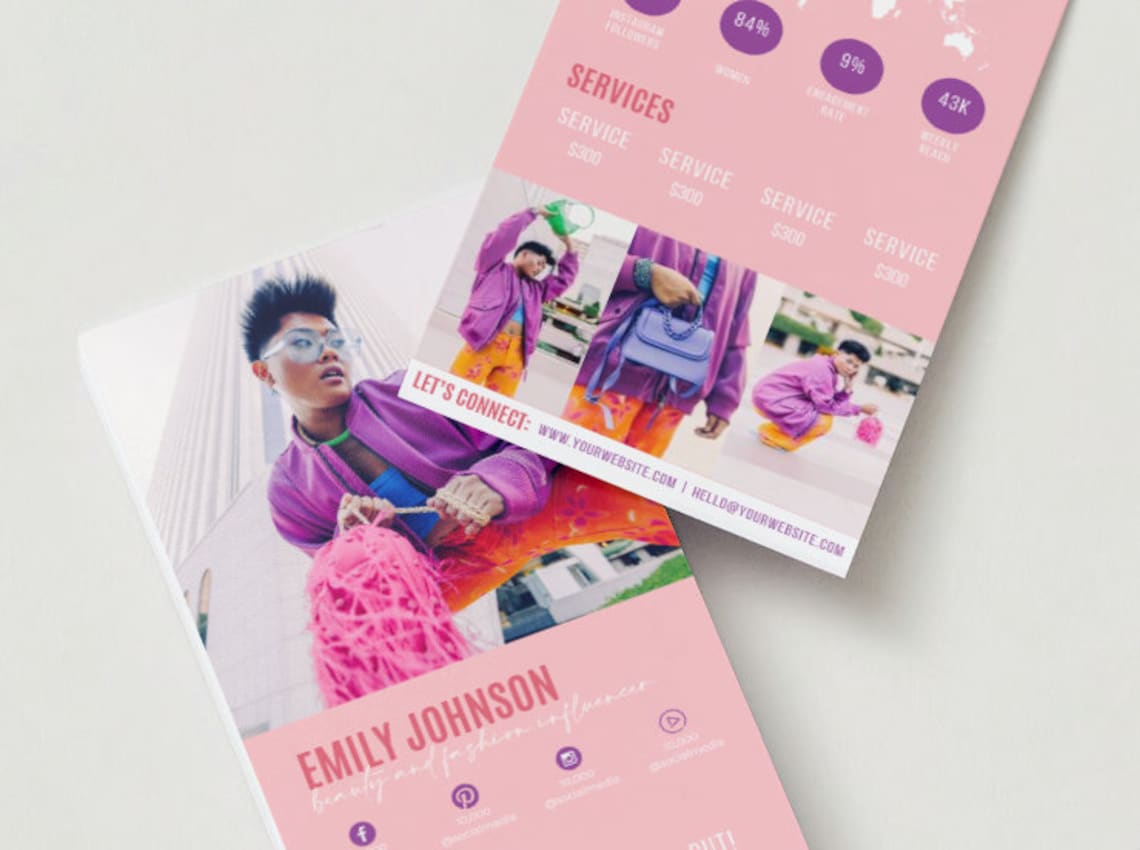 Content Creator Business Card, Influencer Rate Card, Instagram ...