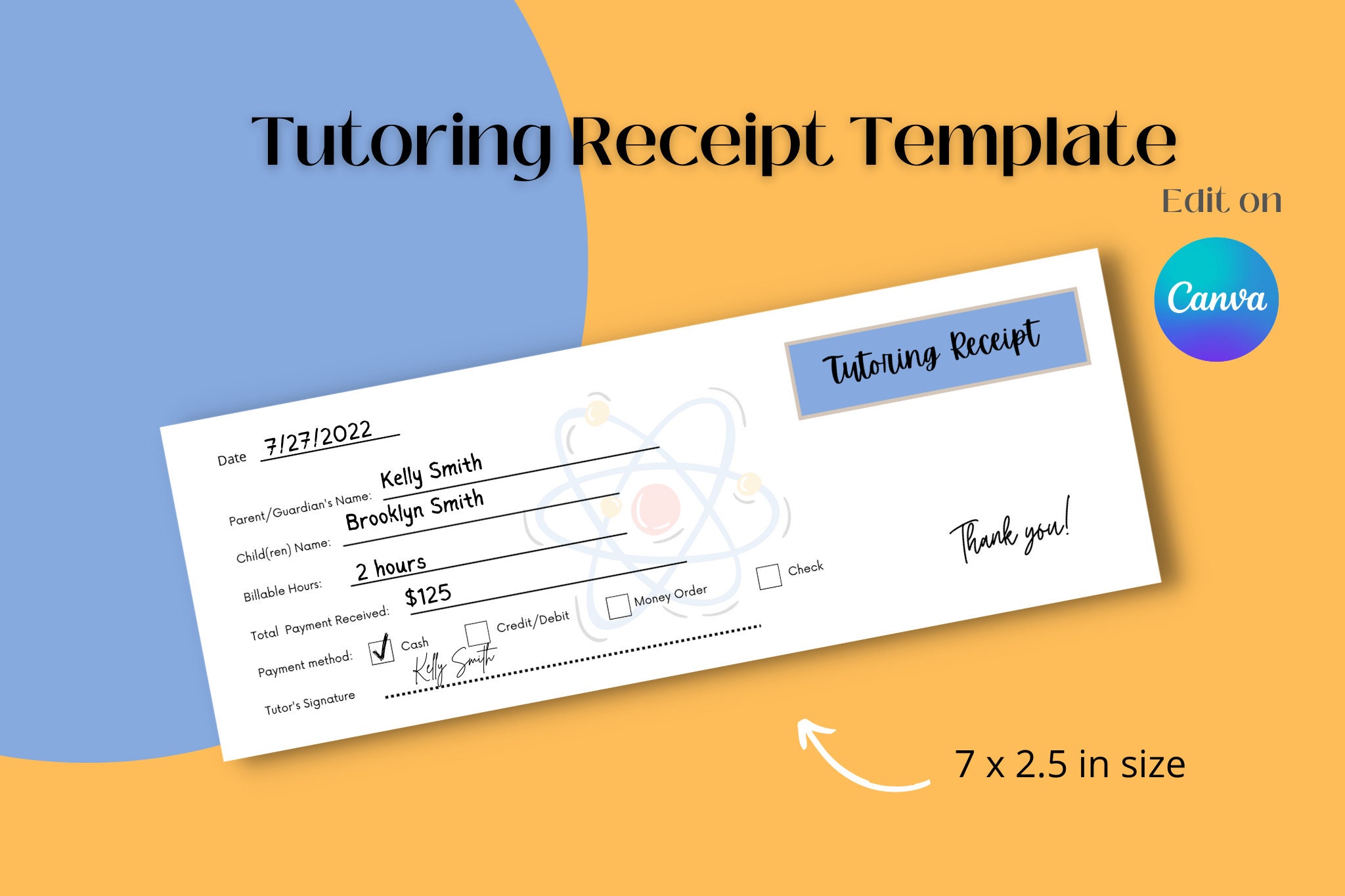 Printable Tutoring Receipt Templates | Instant Download - Etsy