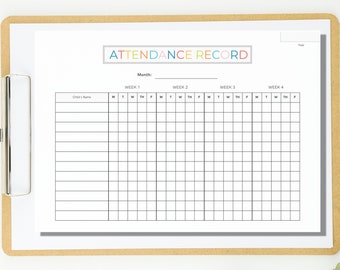 Editable Multicolor Student Attendance Tracker (4 Weeks), Daycares ...