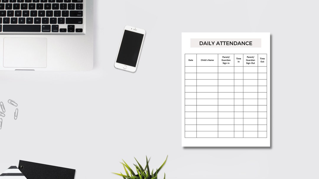 Daily Attendance Sign in Sheet (grayscale Version) | Daycares ...