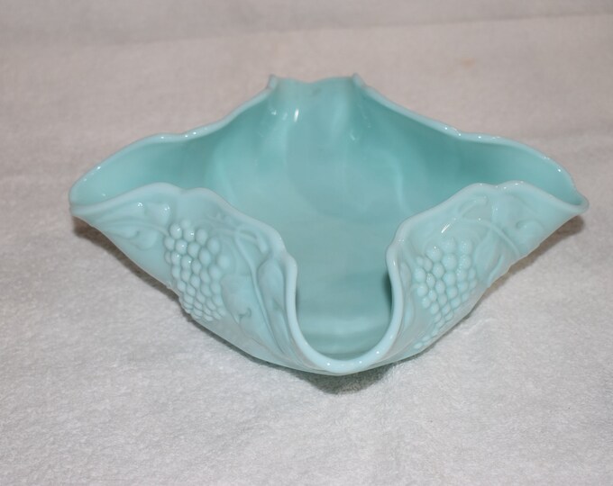 Fostoria Aqua DRAPE and DIAMOND Rose Bowl, Turquoise Milk Glass Vase ...