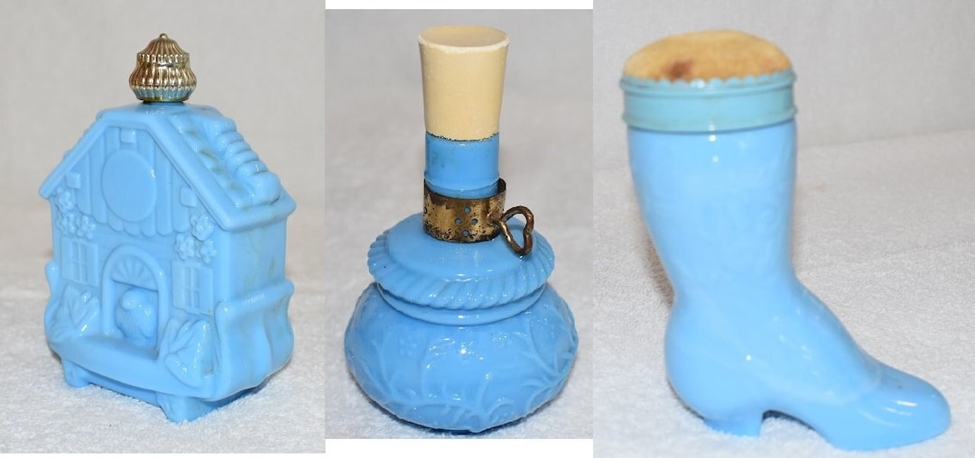 Vintage Avon Blue Milk Glass Perfume Bottles - Etsy