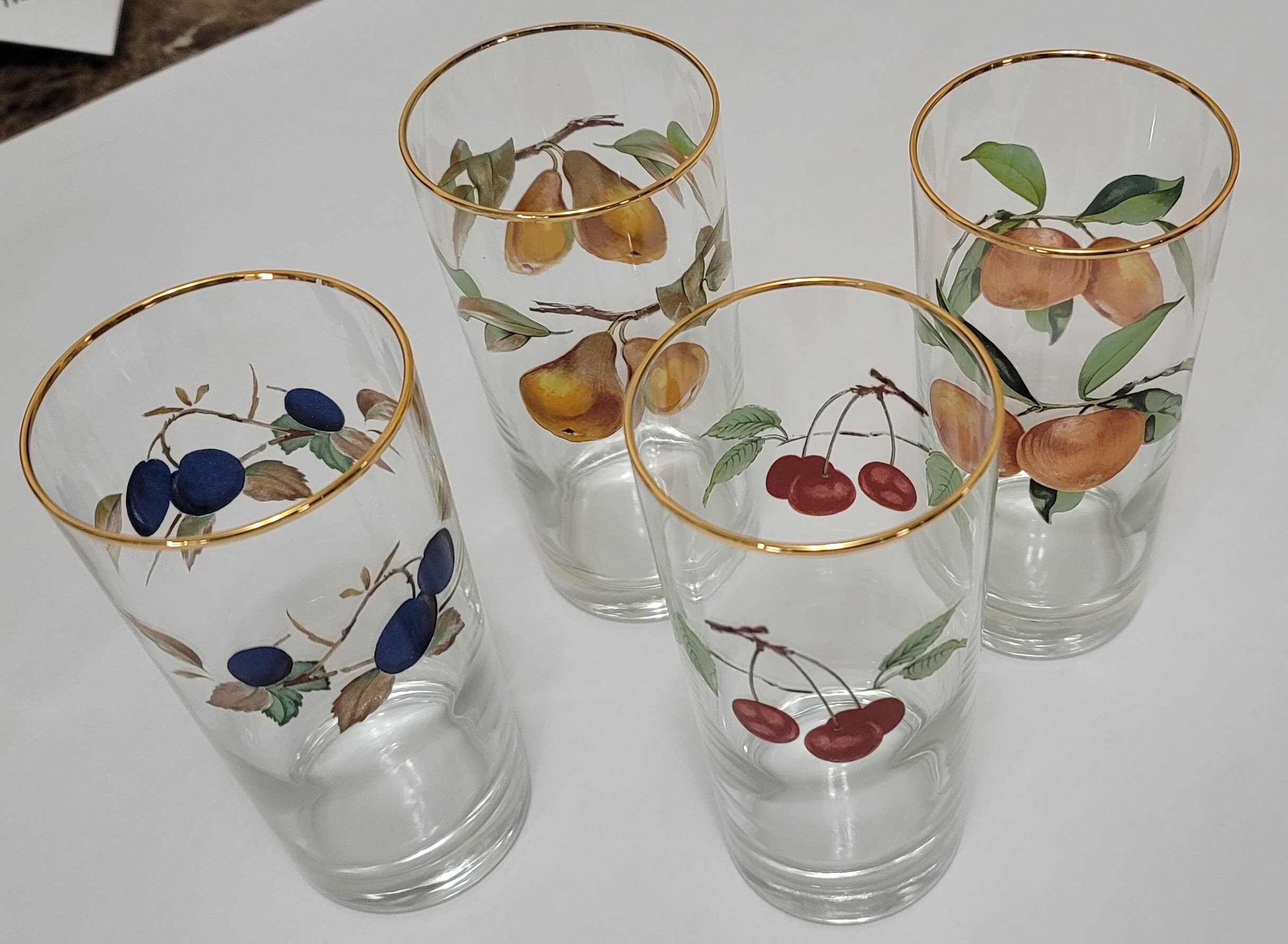 Set of 4 Vintage Gold Rimmed Glasses Summer Fruit Design - Etsy