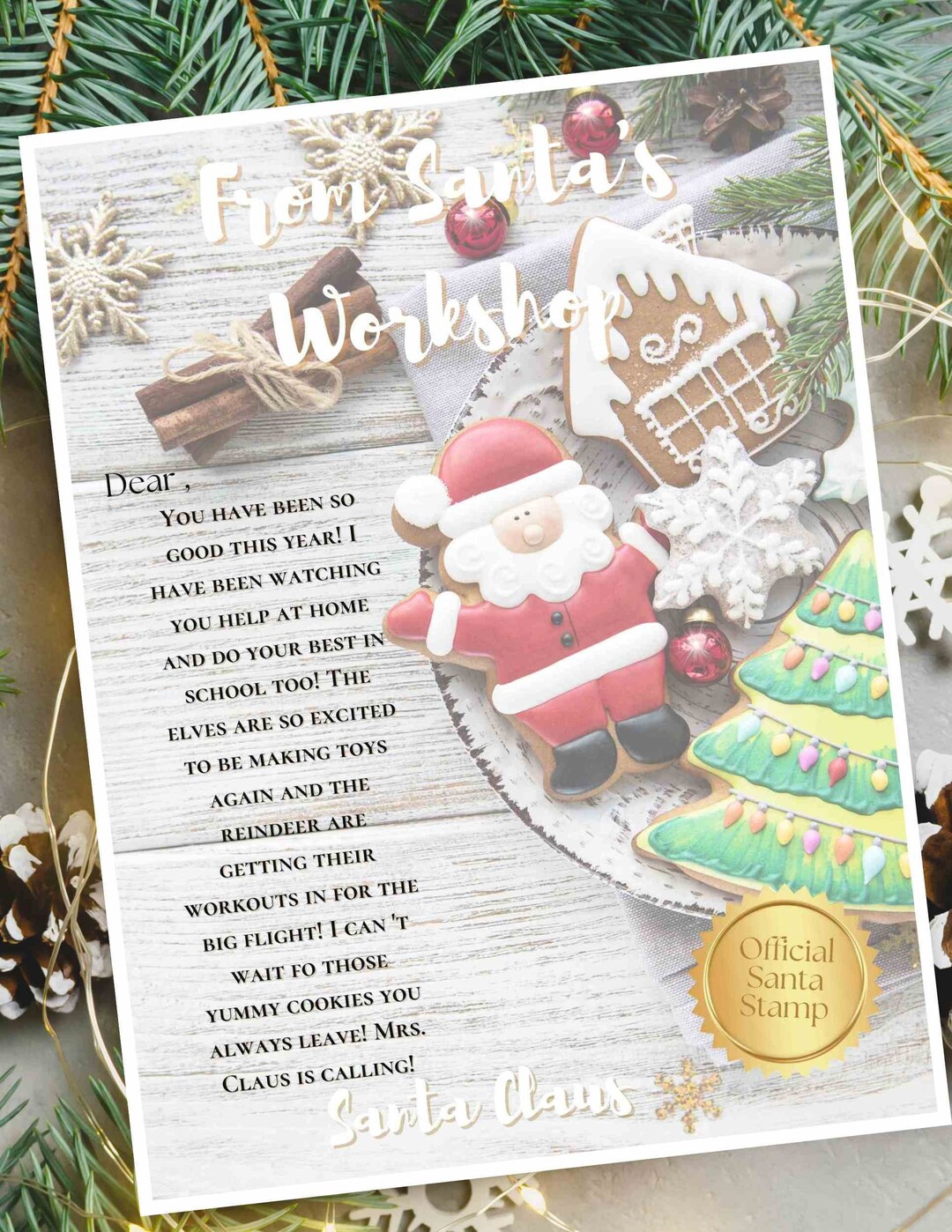 Custom Template, Fillable PDF, Printable PDF, Digital Download, Santa ...