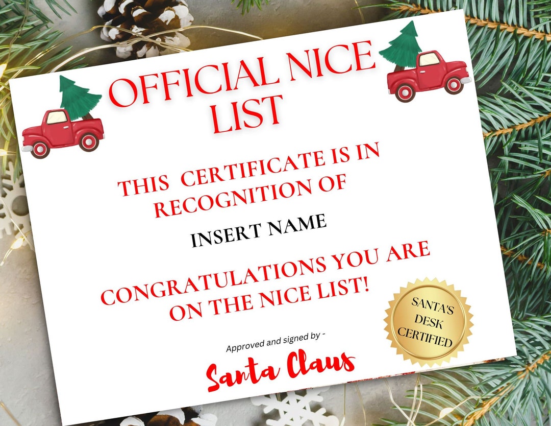 Letter From Santa, Truck Christmas Notes, Santa Truck Nice List , Santa ...