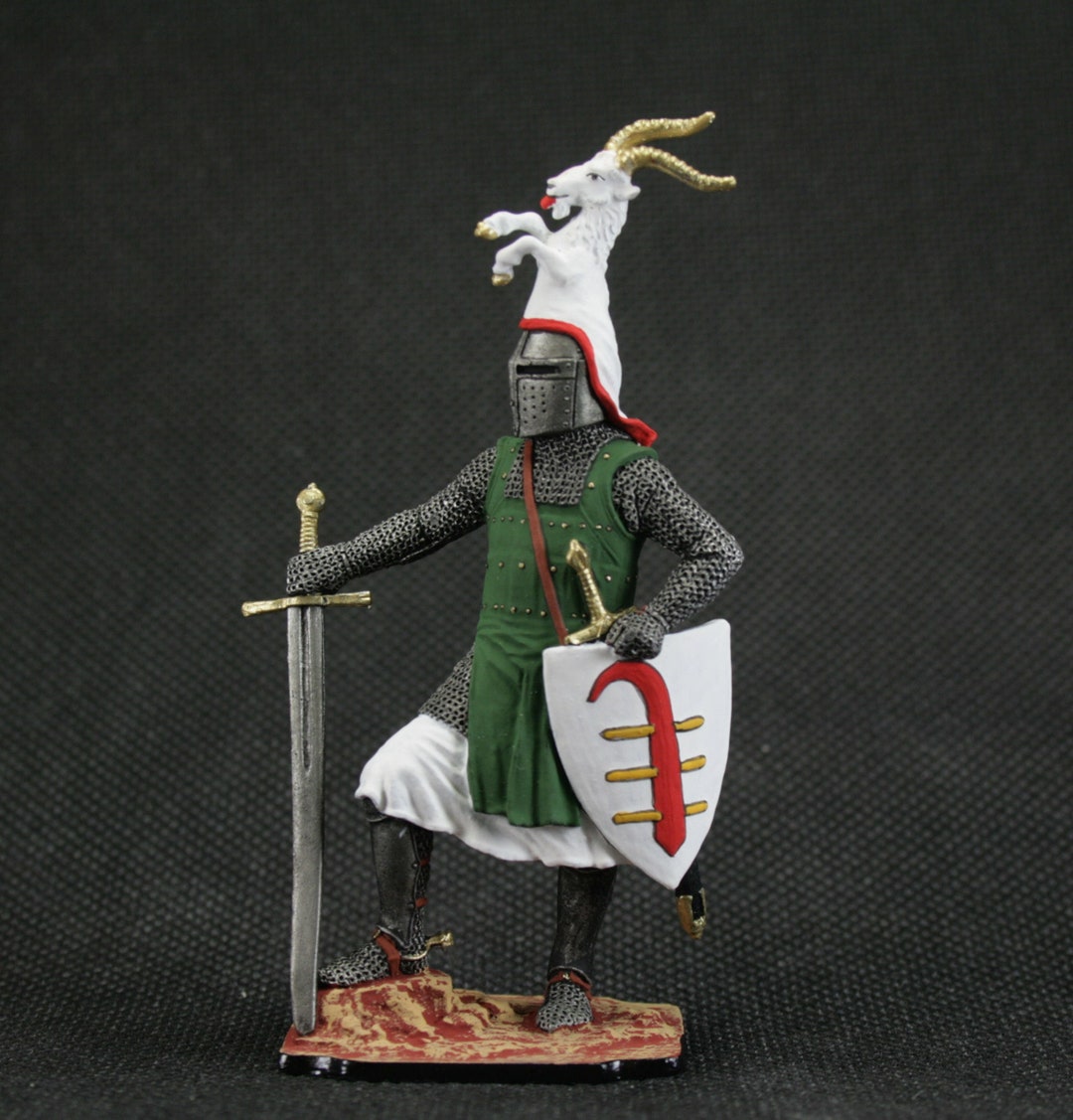 Hand Painted Tin Toy Soldier, Medieval German Knight Miniature (54mm ...
