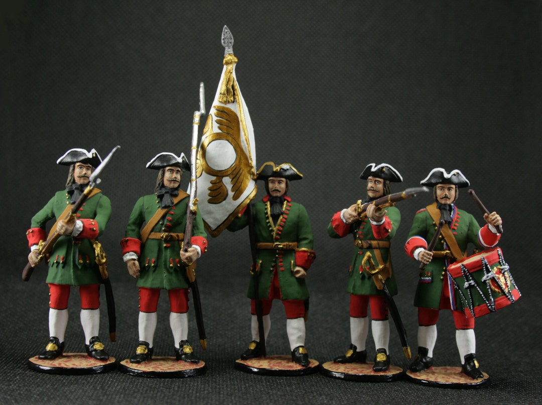 Tin Toy Soldier 54 Mm Model Set of 5 Soldiers Army of Peter I 18th ...