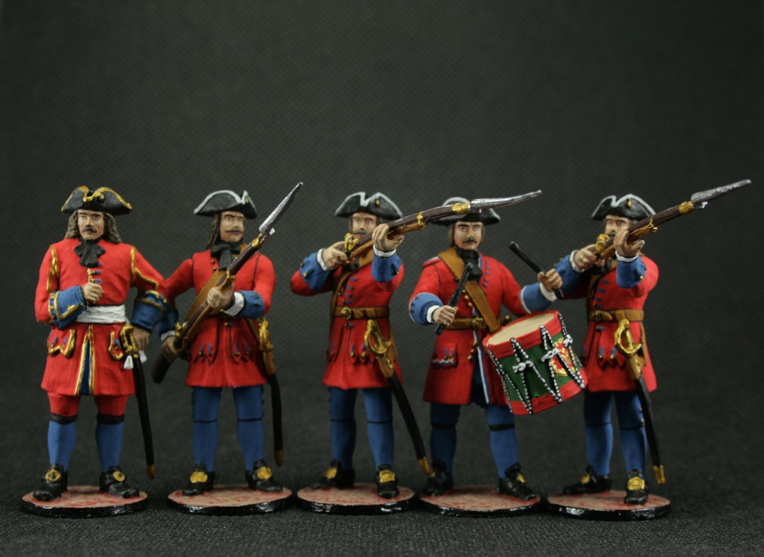 Tin Toy Soldier 54 Mm Model Set of 5 Soldiers Army of Peter I Artillery ...