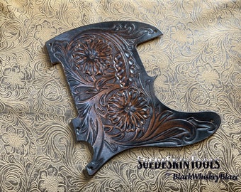Custom Distressed Tooled Leather Pickguard Fits Fender Telecaster Tele ...