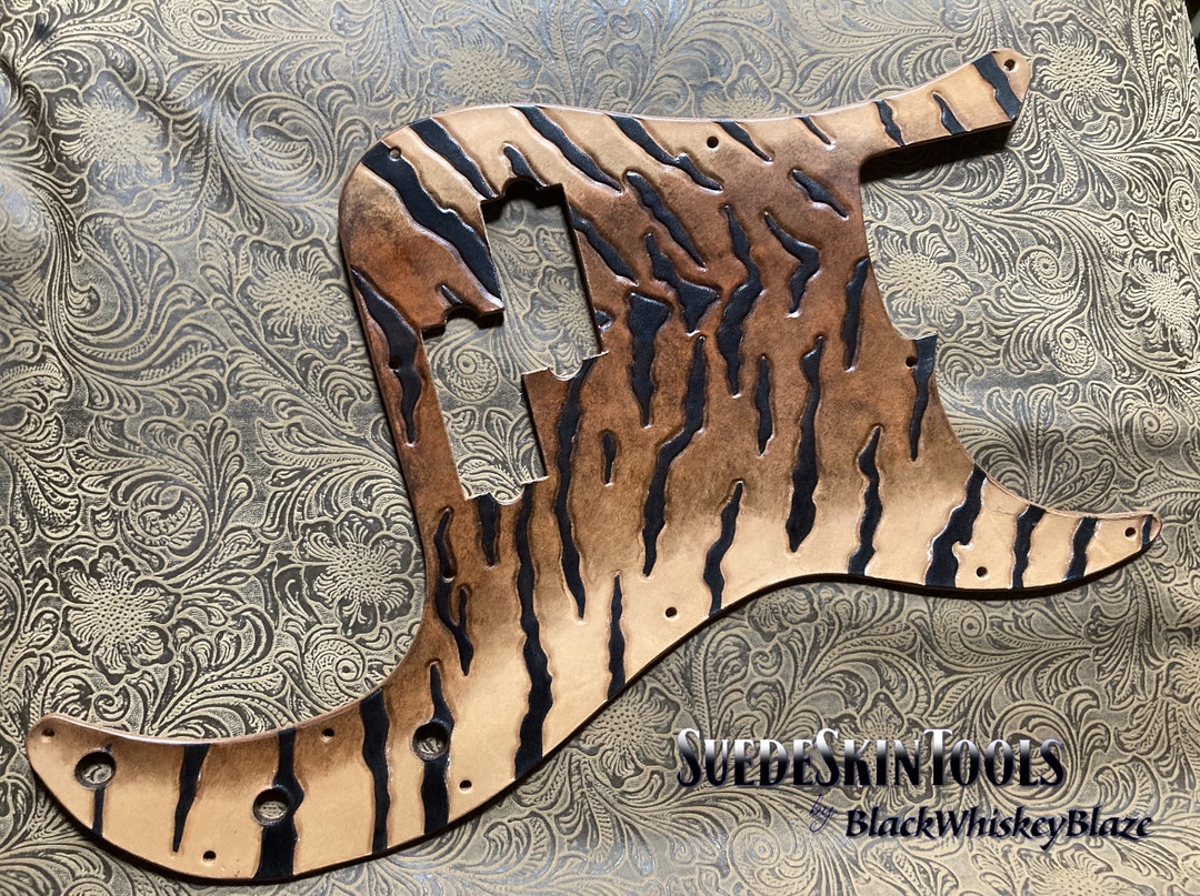 Custom Leather Bengal Tiger Stripe Print Pattern Pickguard Fits Fender ...