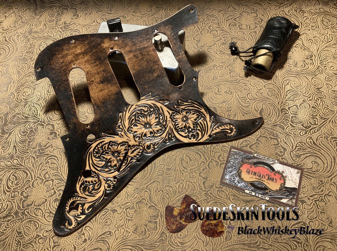 Custom Tooled Leather Pickguard Fits Fender Stratocaster Strat SSS HH ...