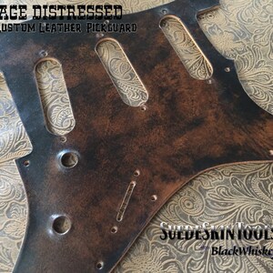 Custom Tooled Leather Alt Distressed Brown Pickguard Fits Fender ...