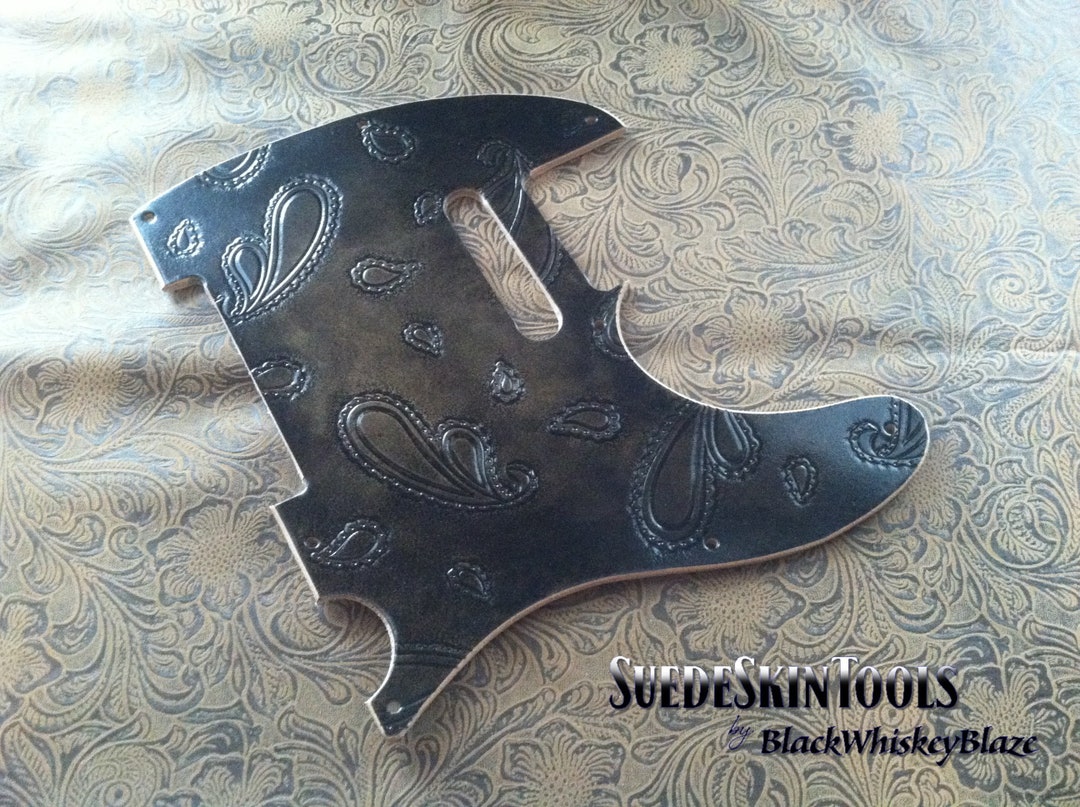 Custom Tooled Leather Paisley Pickguard Fits Fender Telecaster Tele or ...