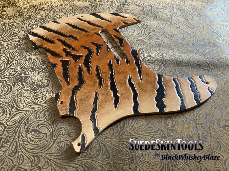 Custom Leather Bengal Tiger Stripe Print Pattern Pickguard - Etsy