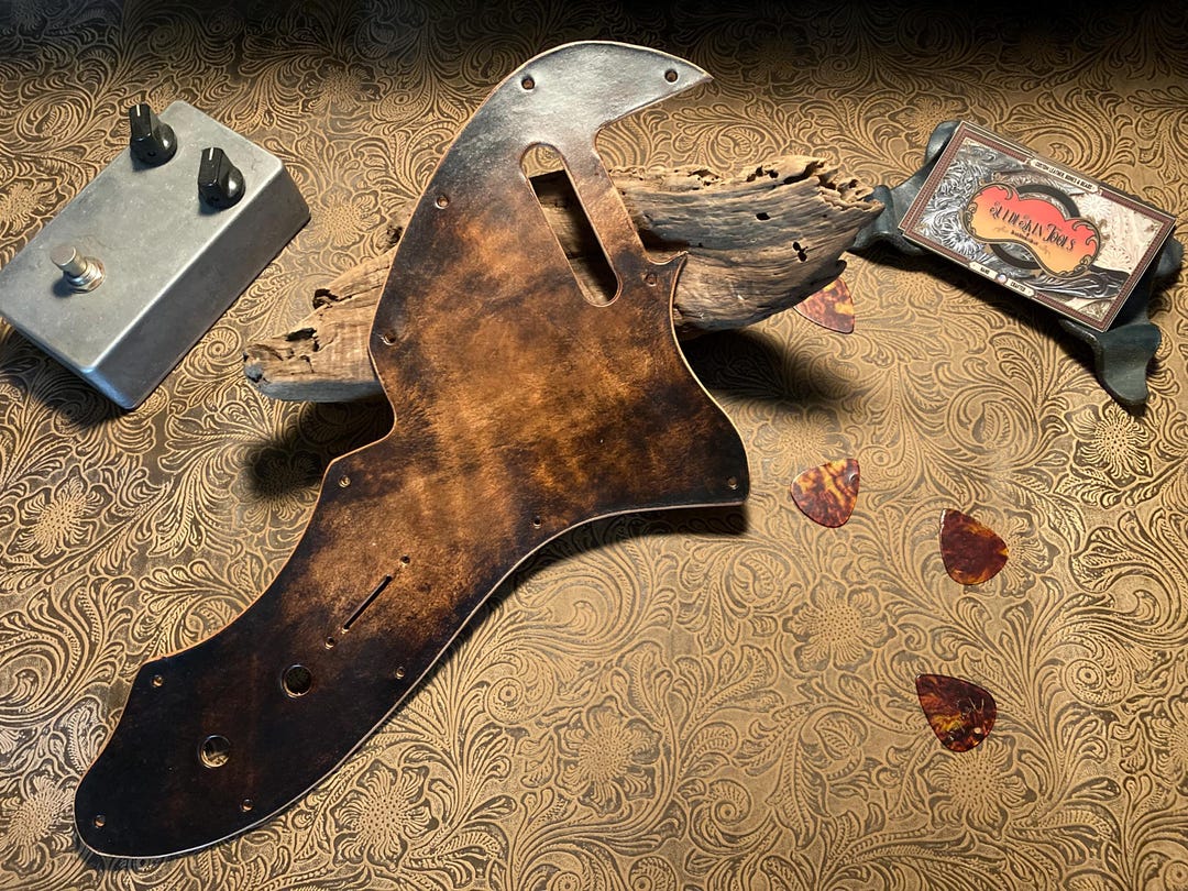 Custom Tooled Leather Alt Distressed Brown Pickguard Fits Fender ...